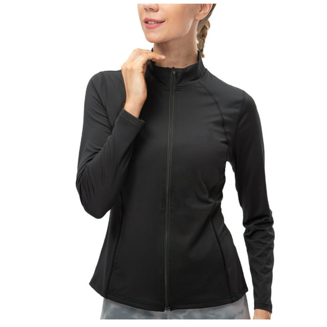 FAIWAD Workout Jackets for Women Full Zip Athletic Running Jacket with ...