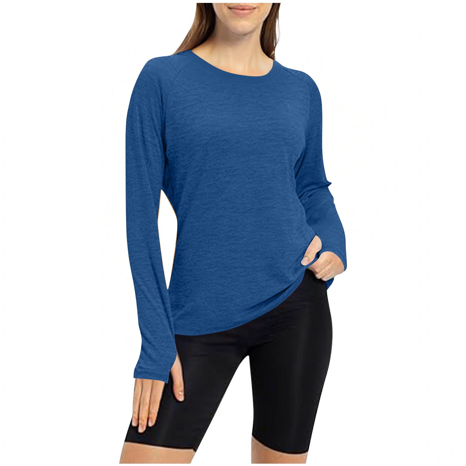FAIWAD Workout Tops for Women Long Sleeve Crew Neck Yoga Shirts Slim ...