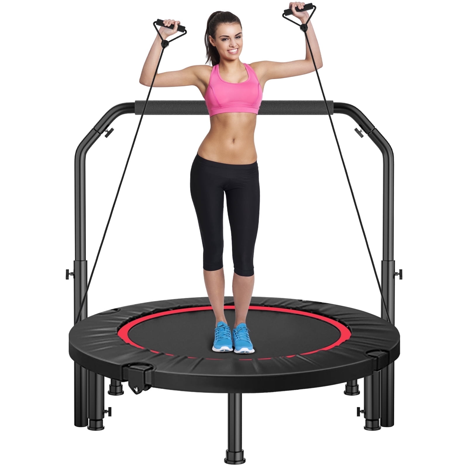 FAIZHI 48" Foldable Fitness Mini Trampoline Rebounder, Exercise ...
