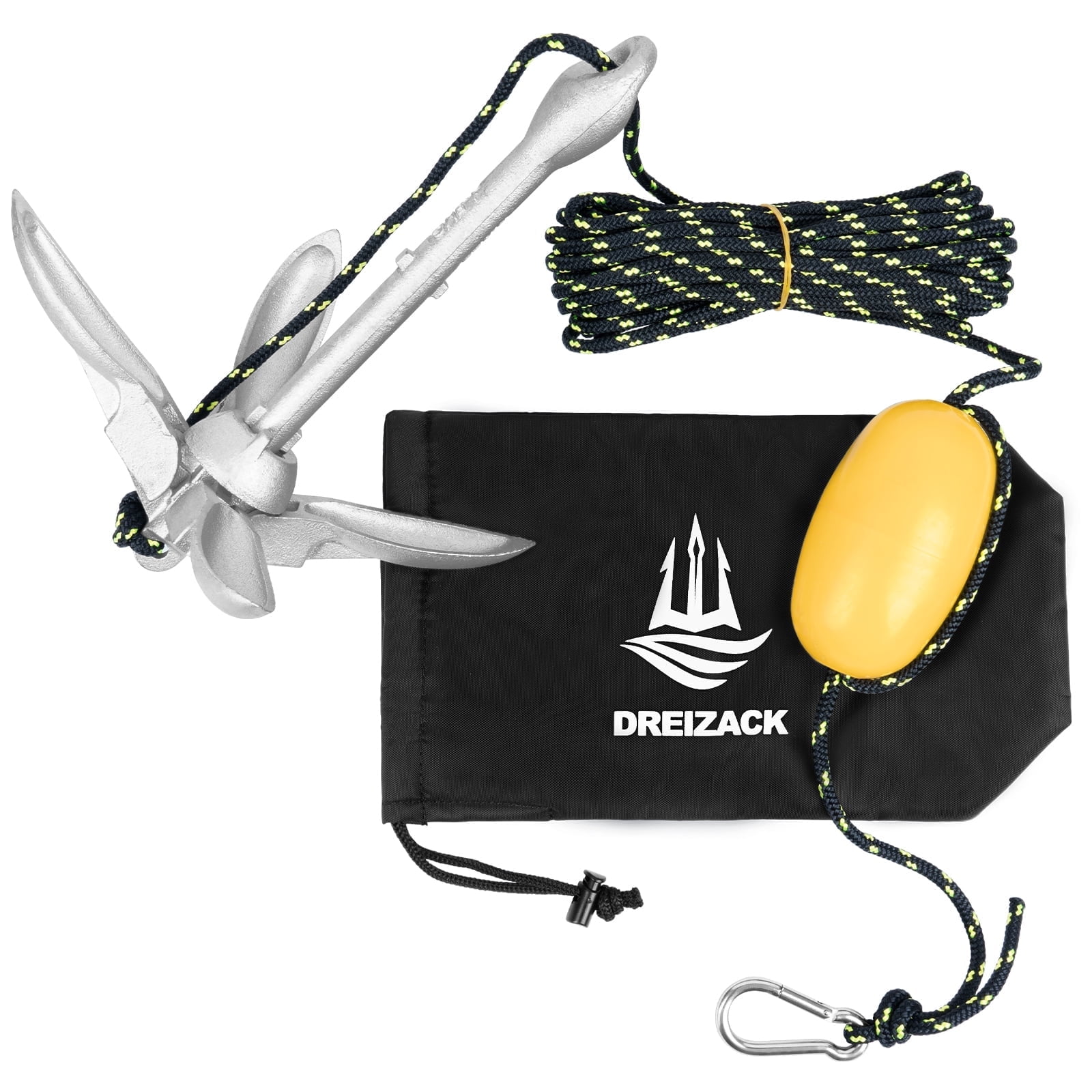 FAIZHI Kayak Anchor Kit, 3.5 lb Folding Grapnel Anchor Kit with 40ft Rope and PVC Buoy, for ...