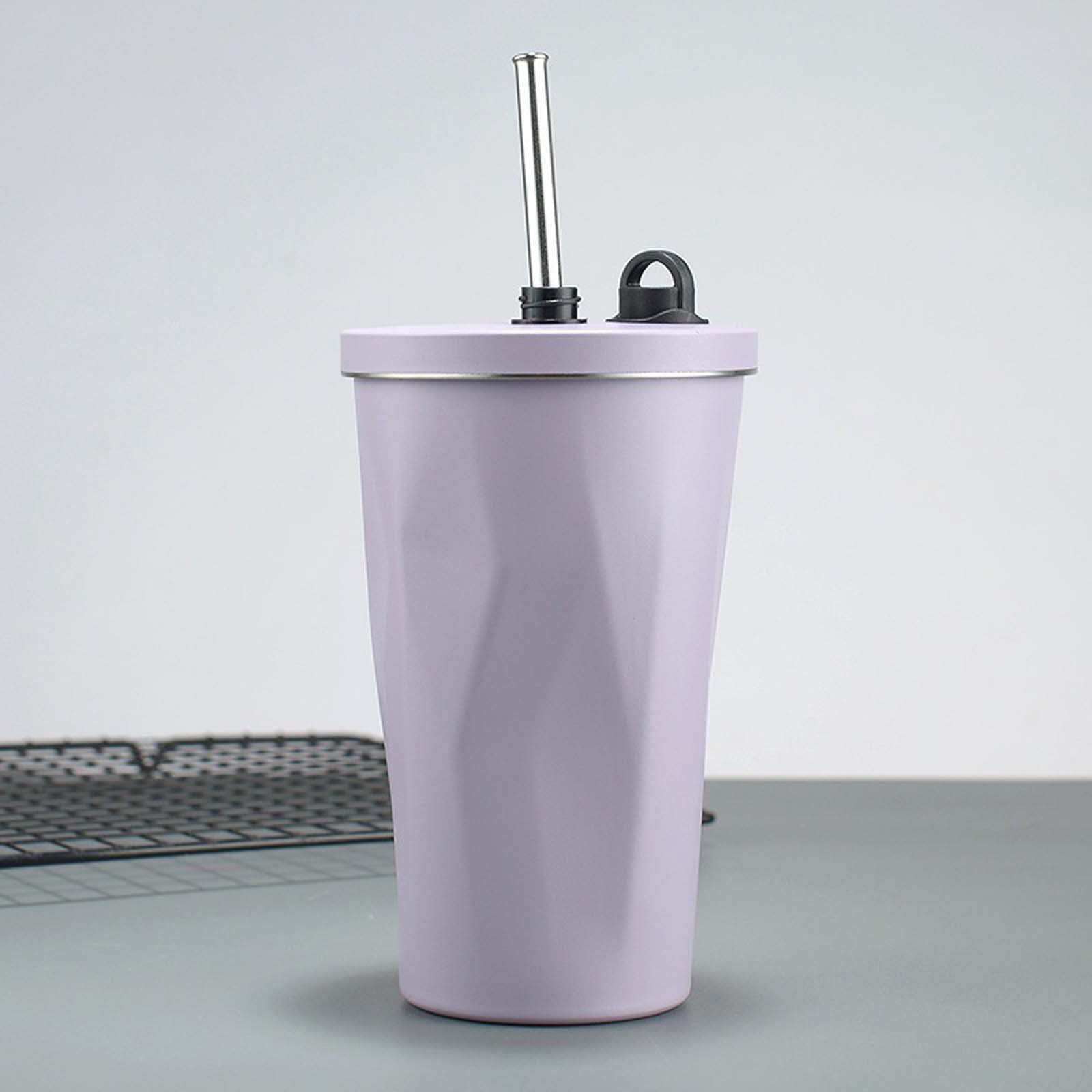 Items！FAJHHA Stainless Steel Straw Cup Portable Diamond Coffee Cup Vacuum Large Capacity Water ...