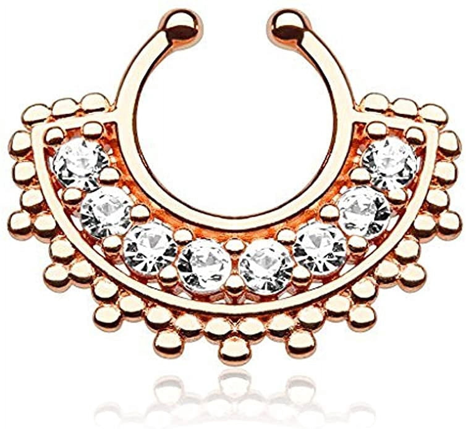 FAKE SEPTUM CLICKER NOSE RING # B Inca Sun (Gold) (B/6/5) - Walmart.com