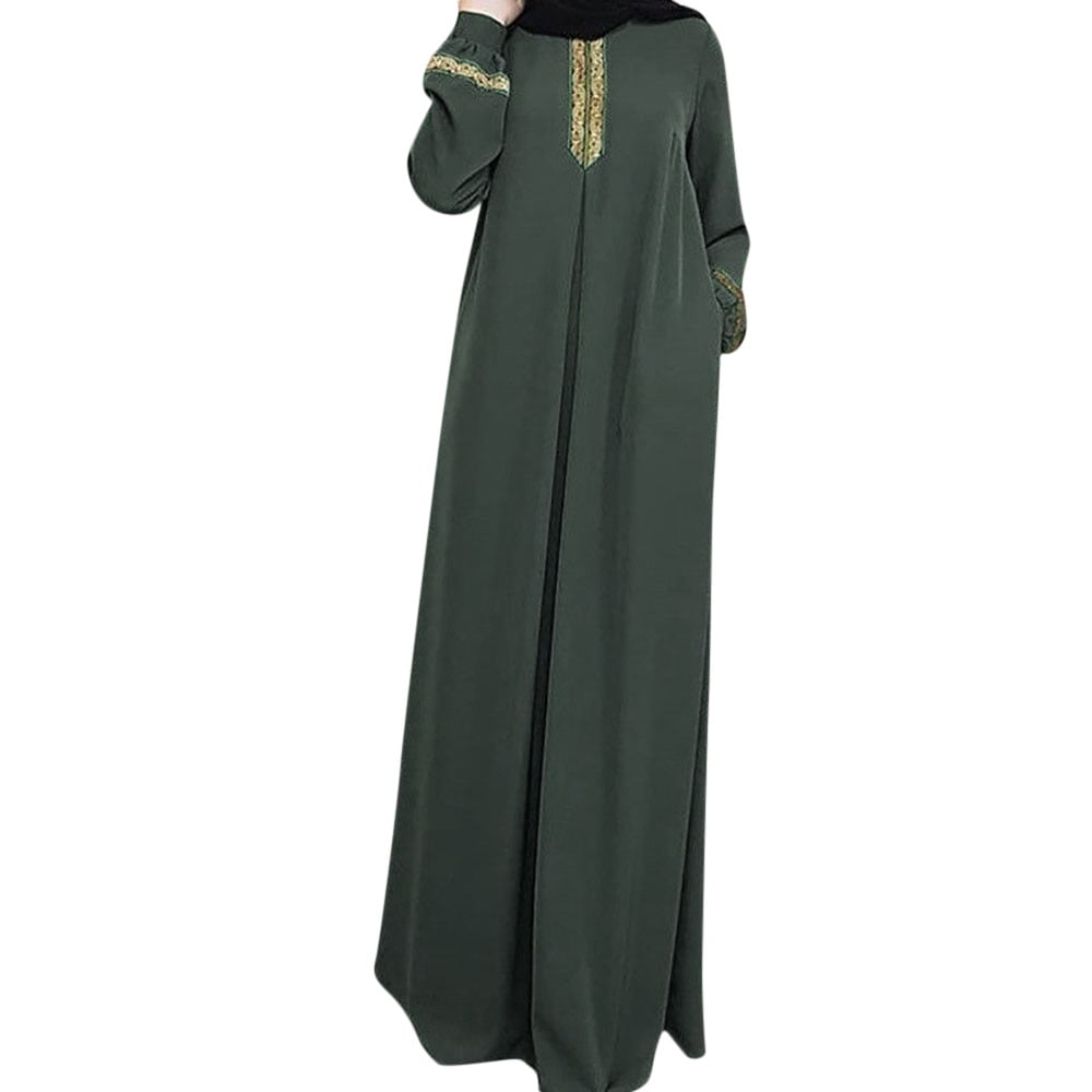 FAKKDUK Abayas Muslim Dress for Women One Piece Long Sleeve Islamic ...