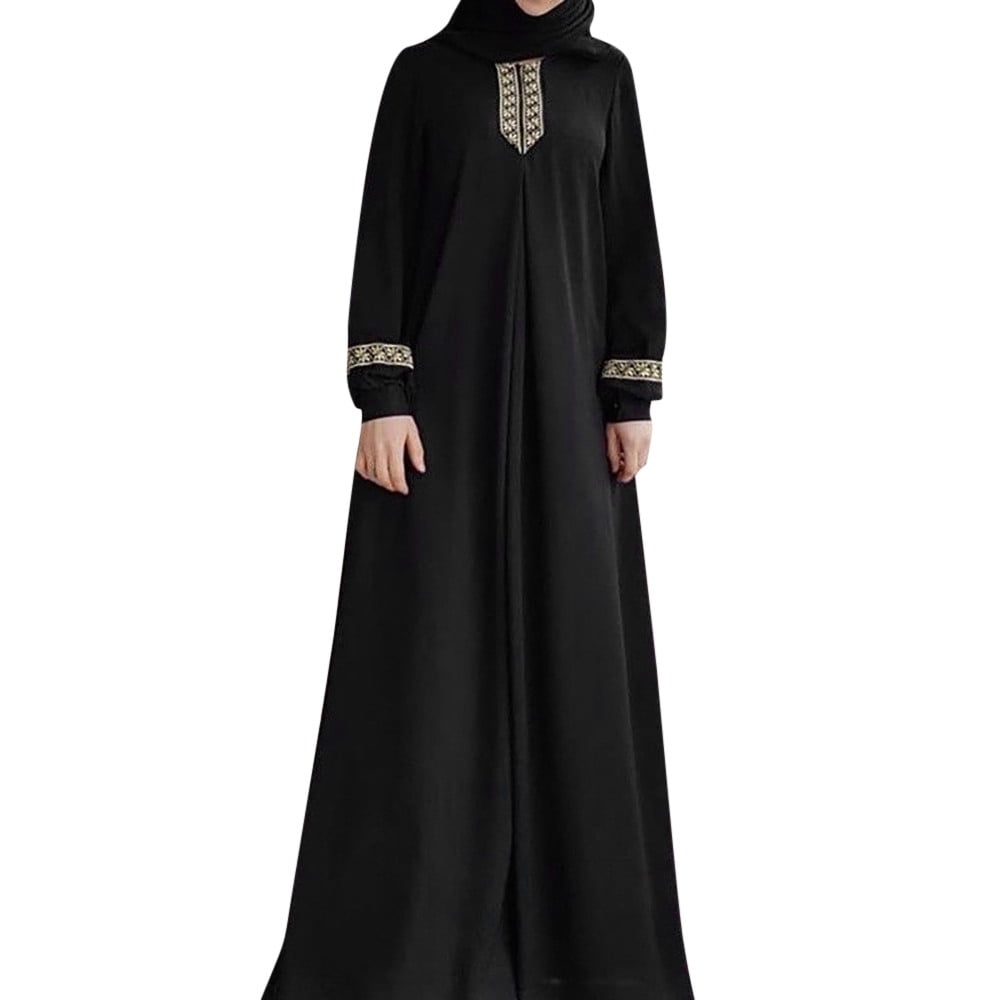 FAKKDUK Abayas Muslim Dress for Women One Piece Long Sleeve Islamic ...