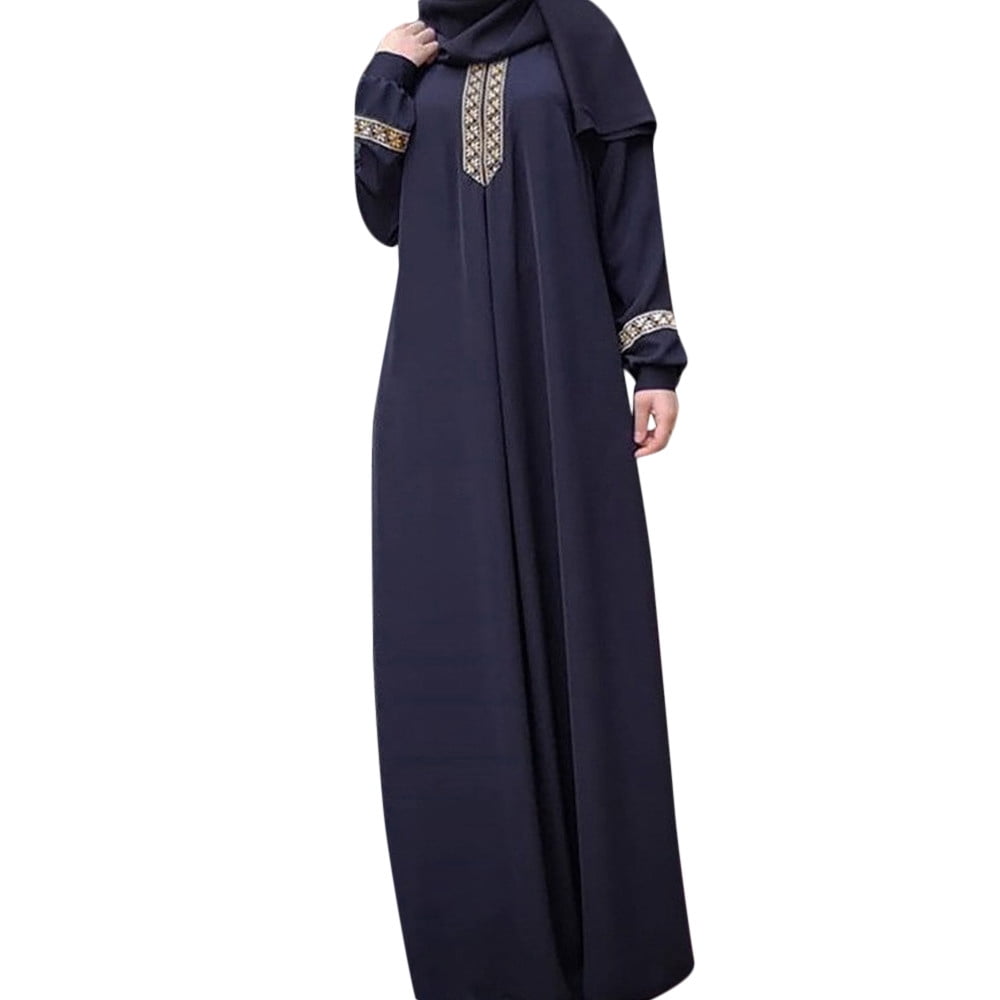 FAKKDUK Abayas Muslim Dress for Women One Piece Long Sleeve Islamic ...