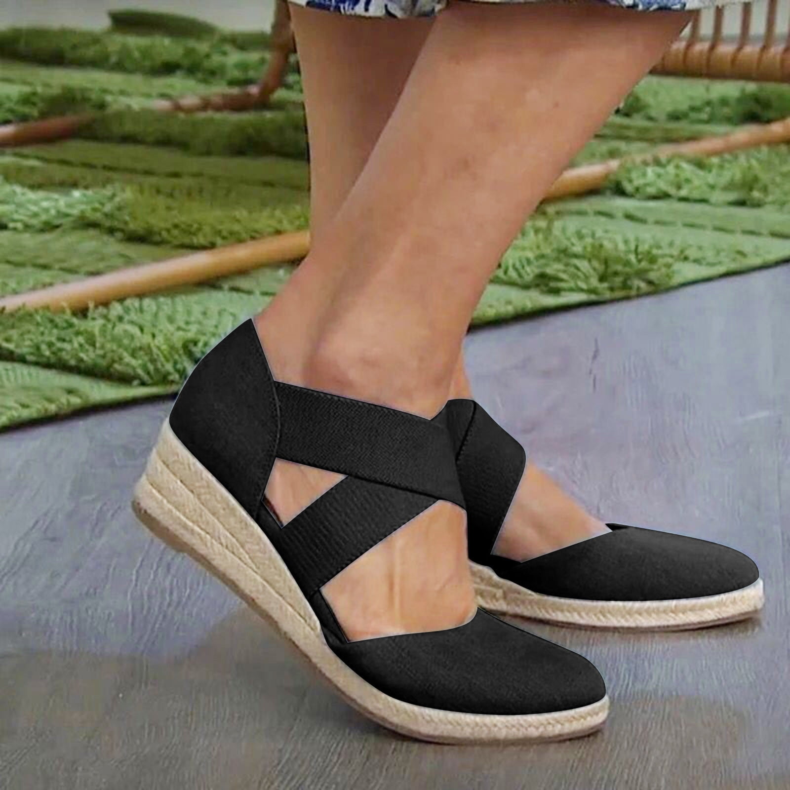 FAKKDUK Close Toed Sandals Women, Womens Wedge Sandals Low Heel ...