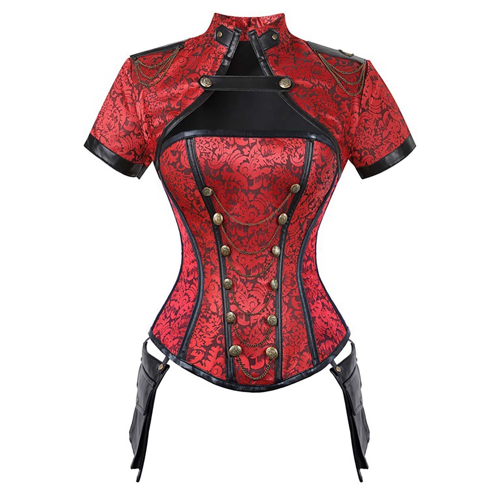 FAKKDUK Corsets for Women Renaissance Lace Corset High Neck Corset Top ...