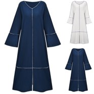 jsaierl Womens Muslim Open Front Chiffon Maxi Cardigan Abaya Robe Kaftan Loose Dress Head Wrap ...