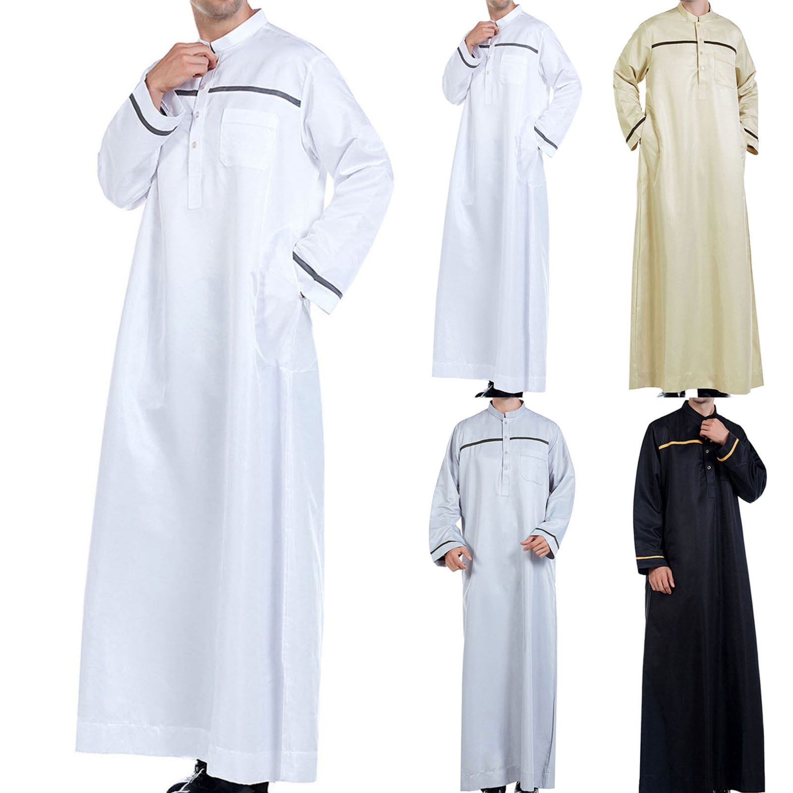FAKKDUK Muslim Robe for Men Arabic Thobe Men’s Arab Robe Men’s Muslim ...