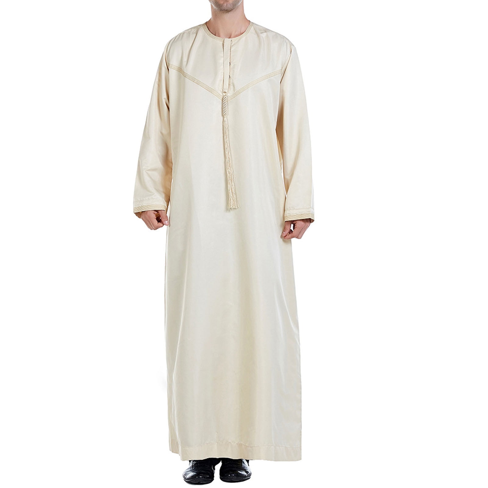FAKKDUK Muslim Robe for Men Islamic Kaftan Clothes Muslim Men Button ...