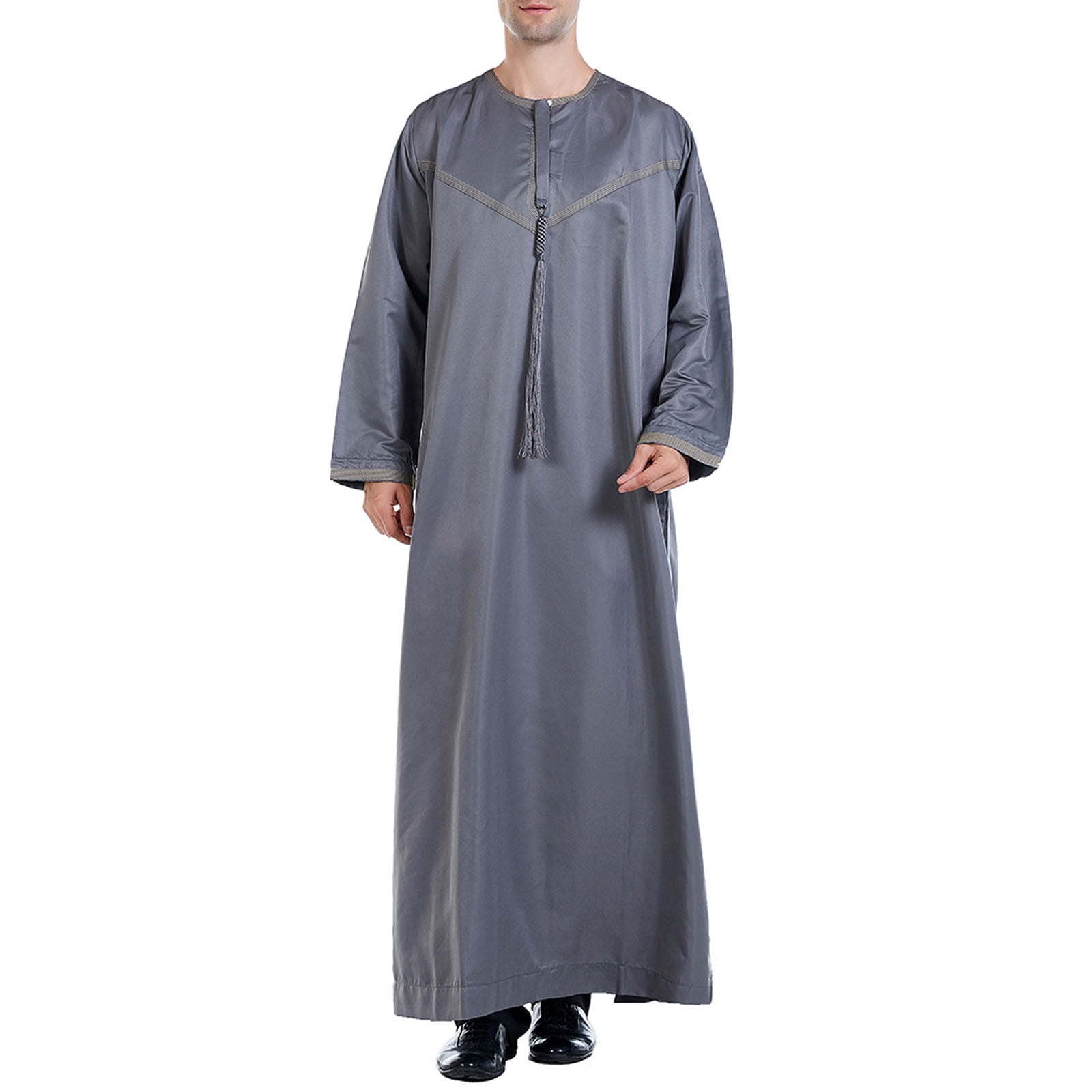 FAKKDUK Muslim Robe for Men Islamic Kaftan Clothes Muslim Men Button ...