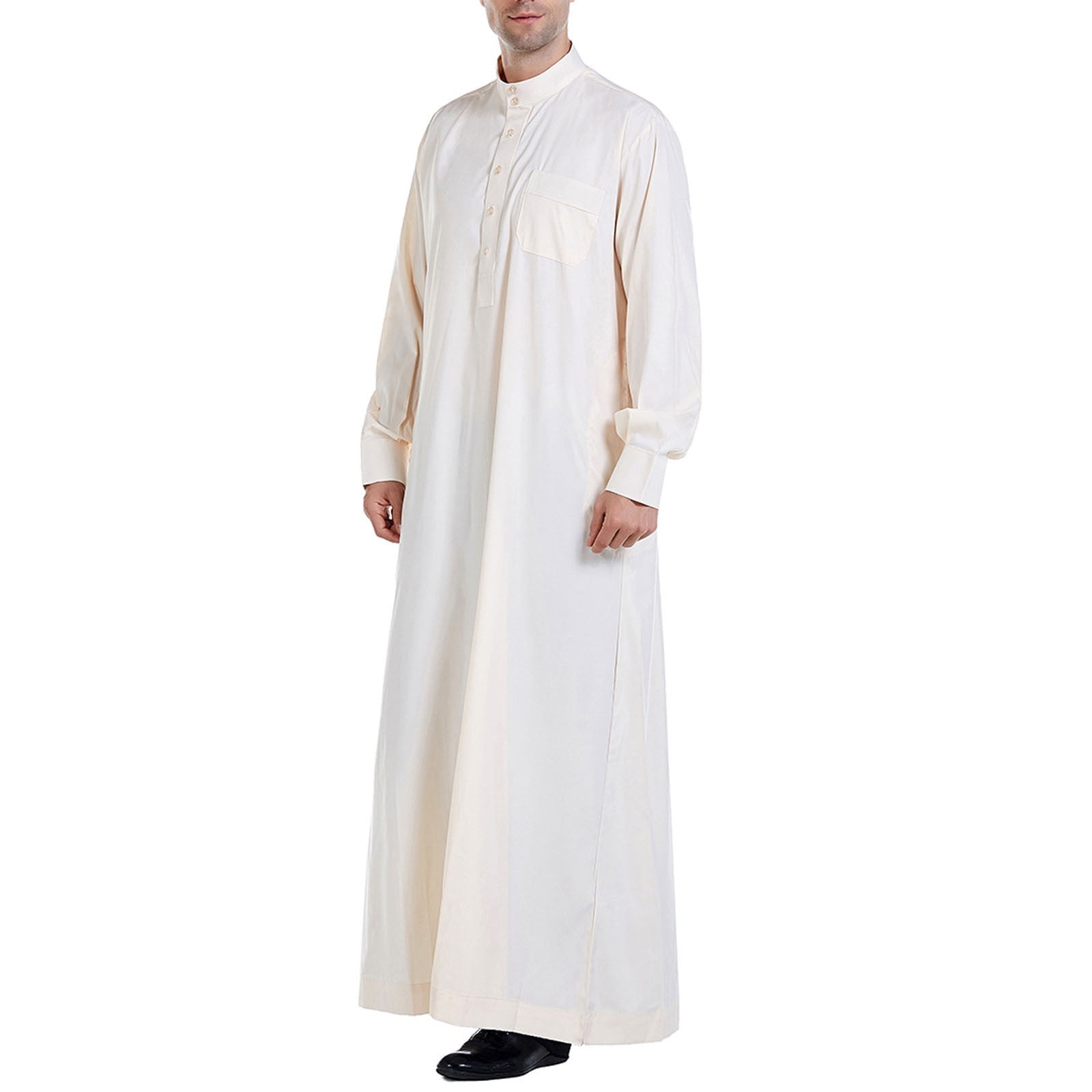 FAKKDUK Muslim Thobe for Men Islamic Kaftan Clothes Muslim Men Button ...