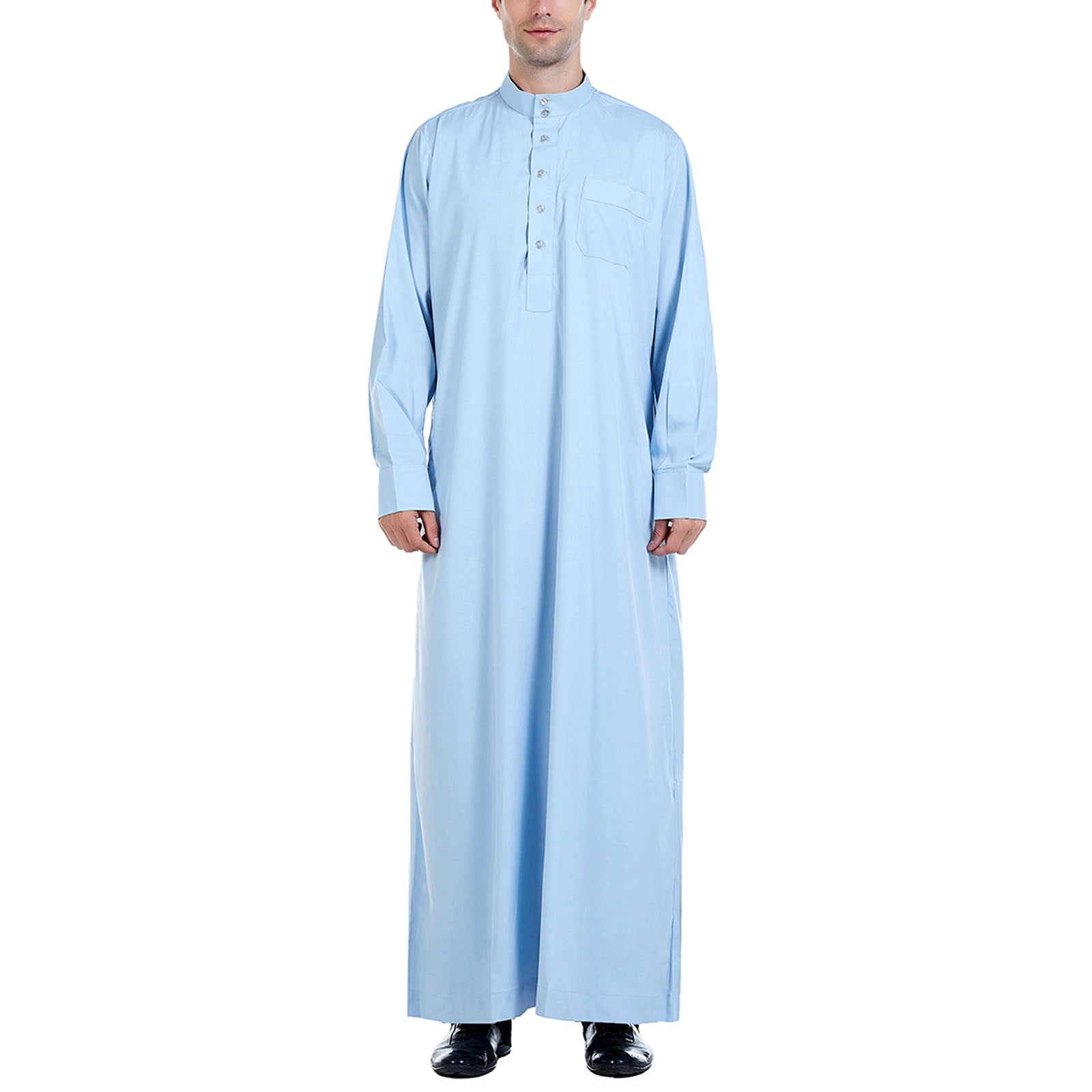 FAKKDUK Muslim Thobe for Men Islamic Kaftan Clothes Muslim Men Button ...