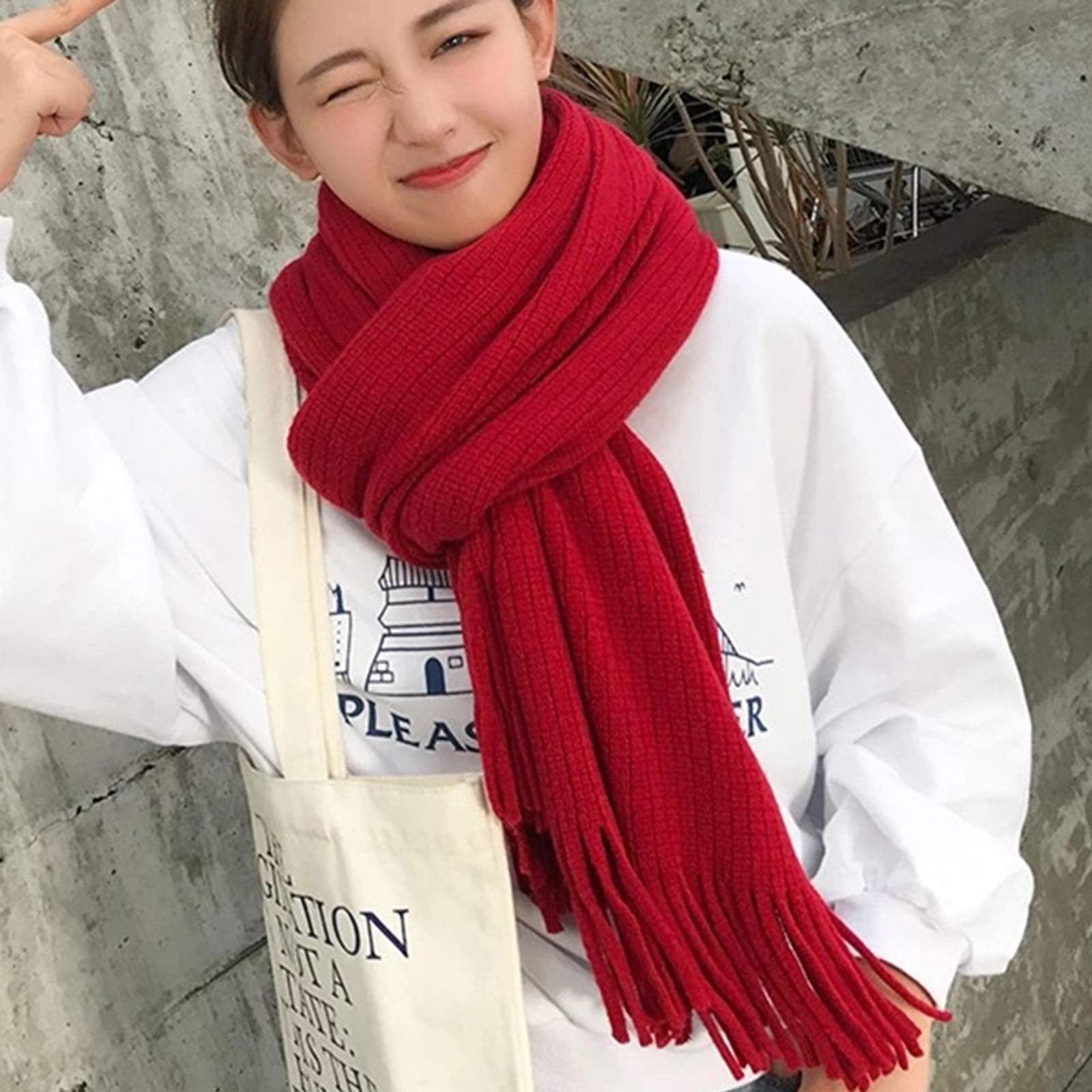 qILAKOG Women's Fall Winter Scarf, Winter Warm Solid Scarf Gift，Winter ...