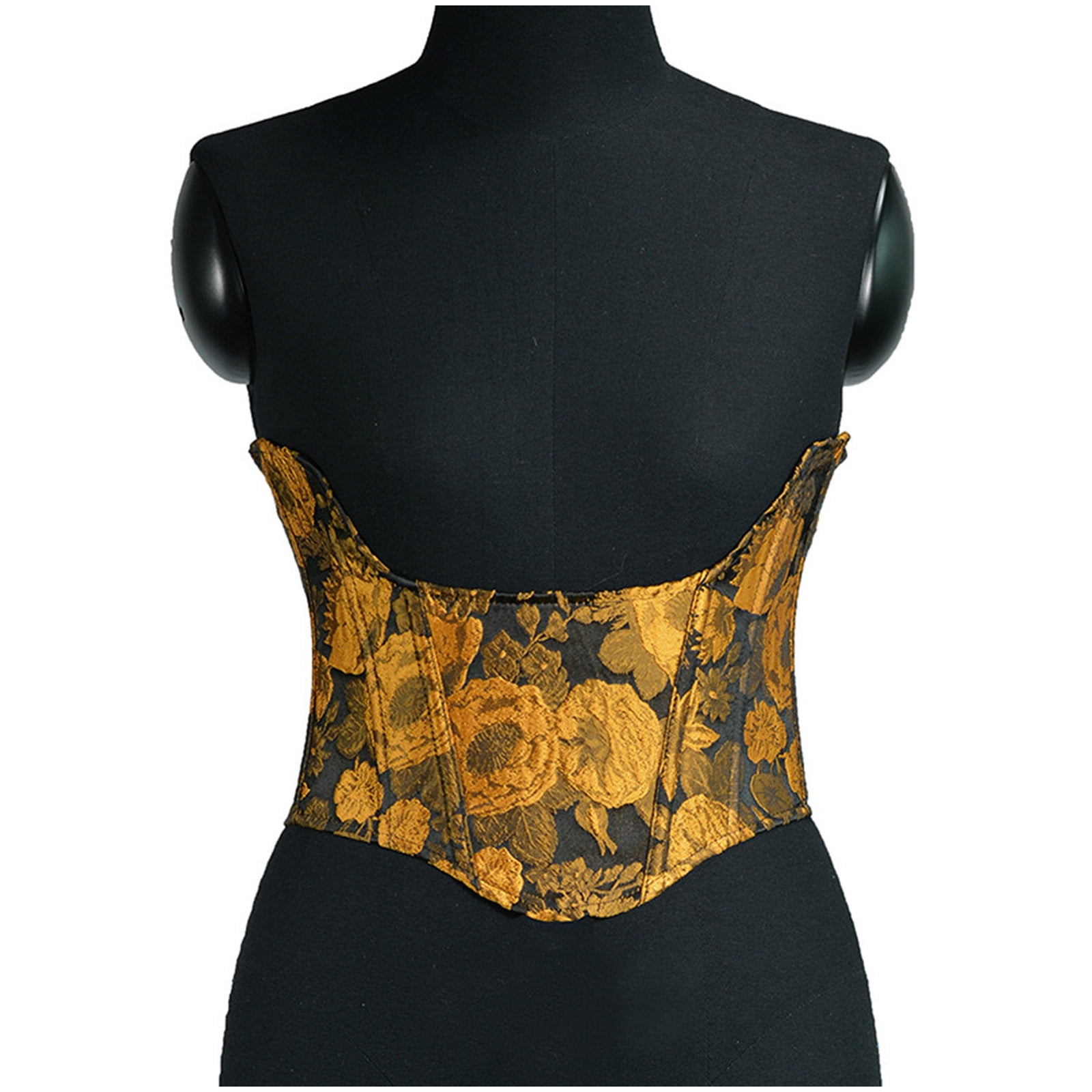 FAKKDUK Women's Spaghetti Straps Corset Satin Square Neck Vintage Boned ...
