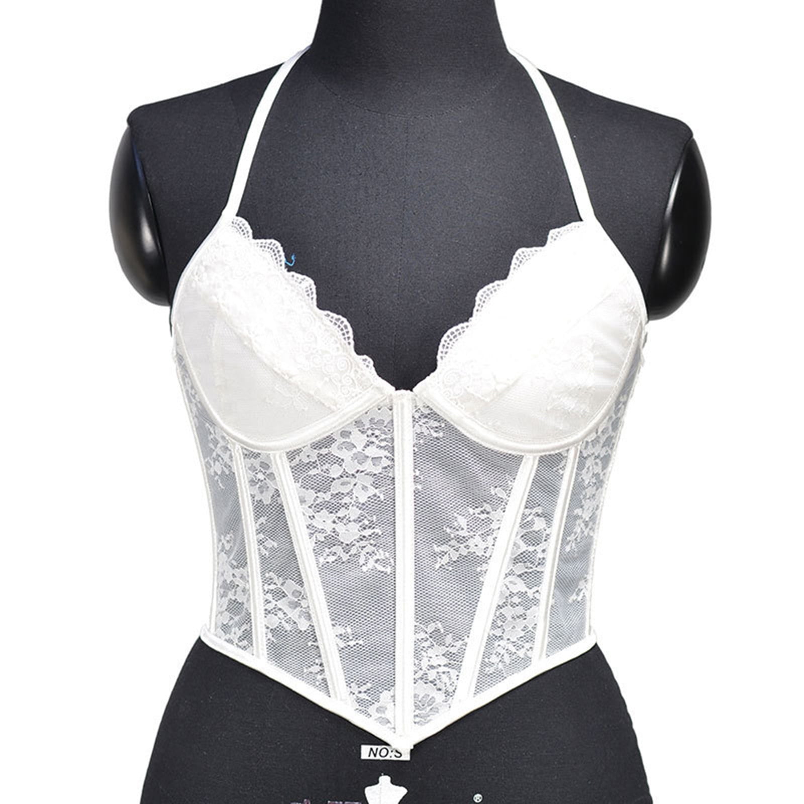 FAKKDUK Women's Spaghetti Straps Corset Satin Square Neck Vintage Boned ...