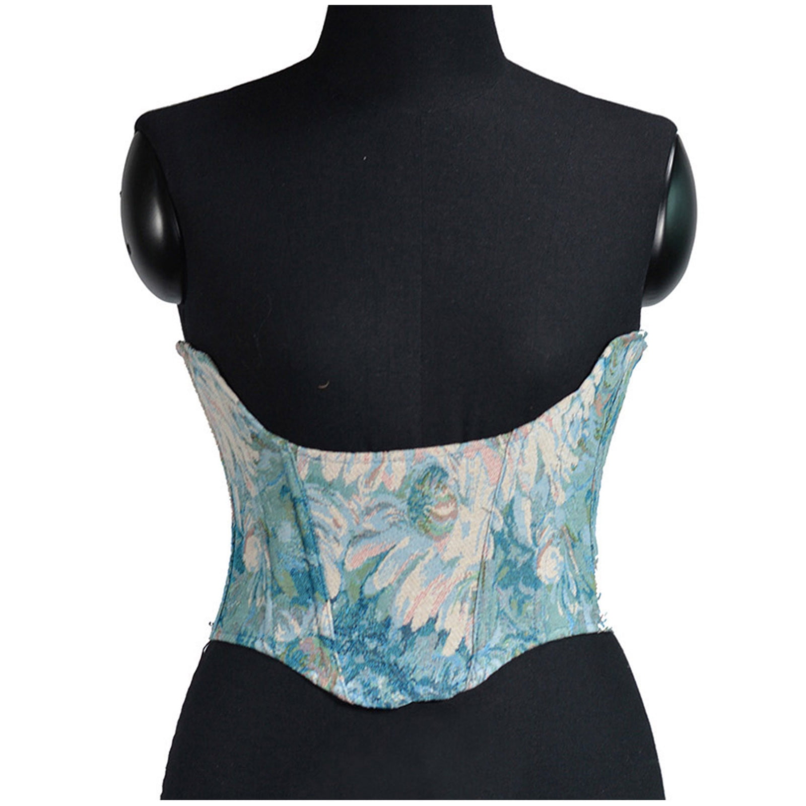 FAKKDUK Women's Spaghetti Straps Corset Satin Square Neck Vintage Boned ...