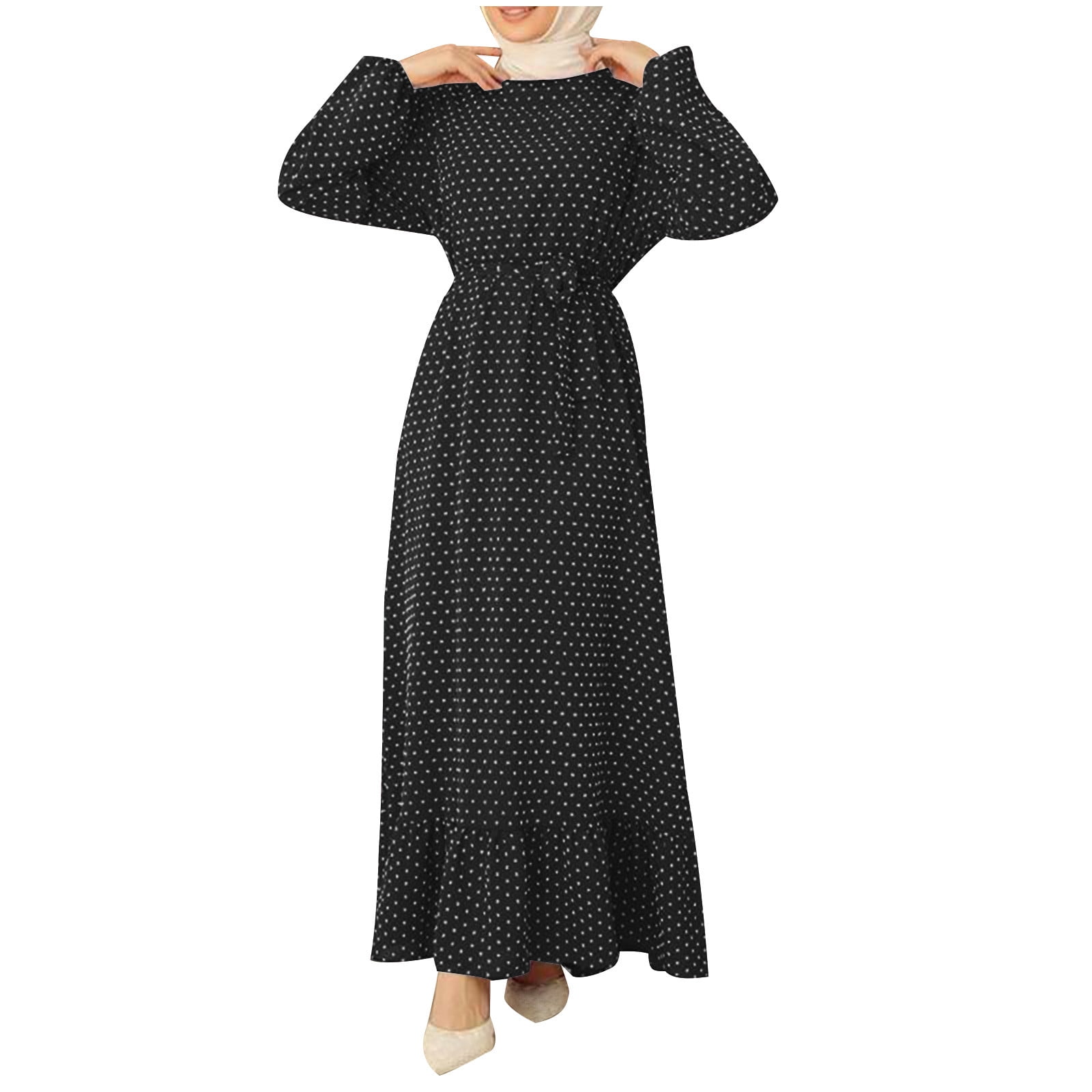 FAKKDUK Womens Casual Maxi Dress Muslim Dress for Women Full Cover Long ...