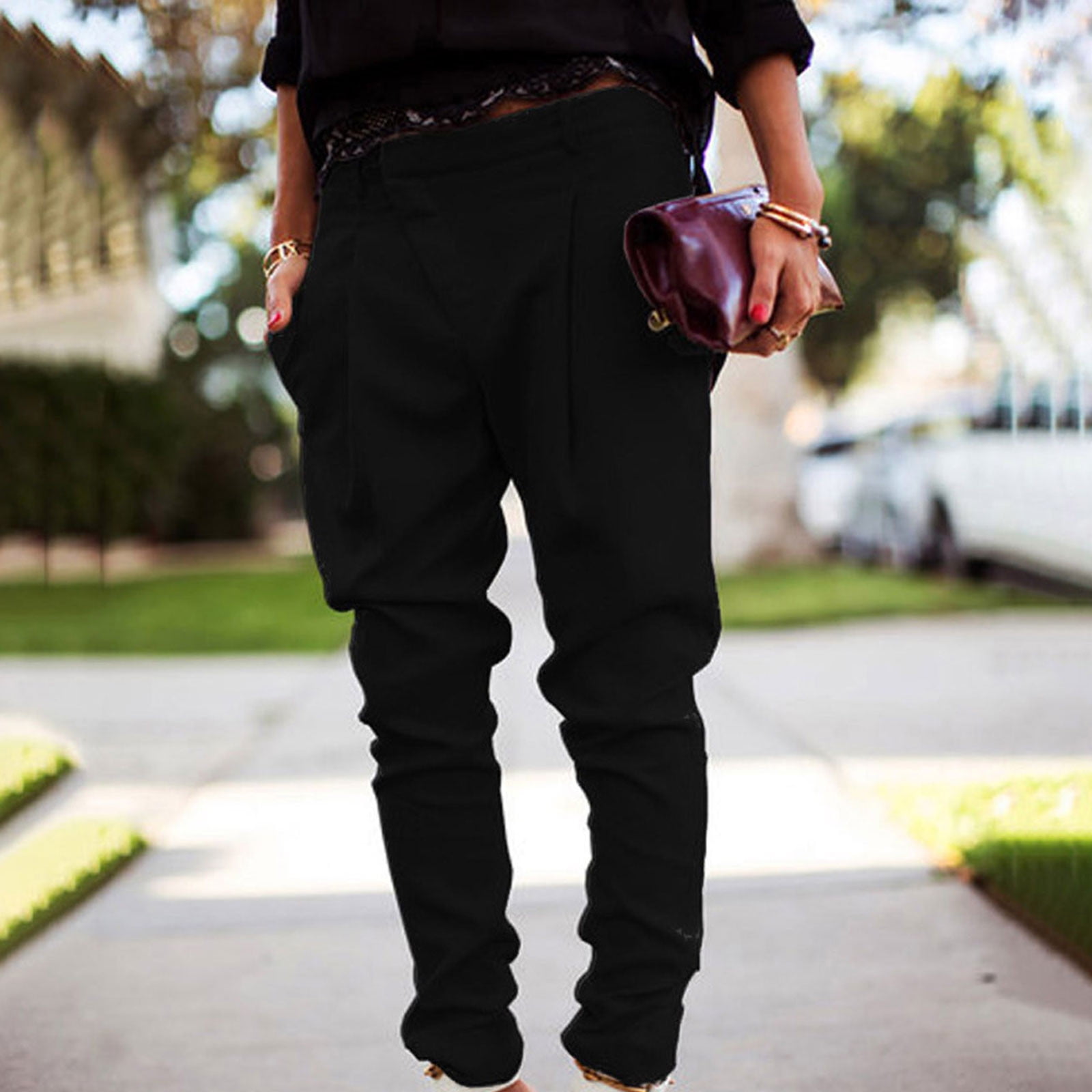 Fakkduk Work Pants For Women Plus Size Dress Pants Pull On Straight Leg