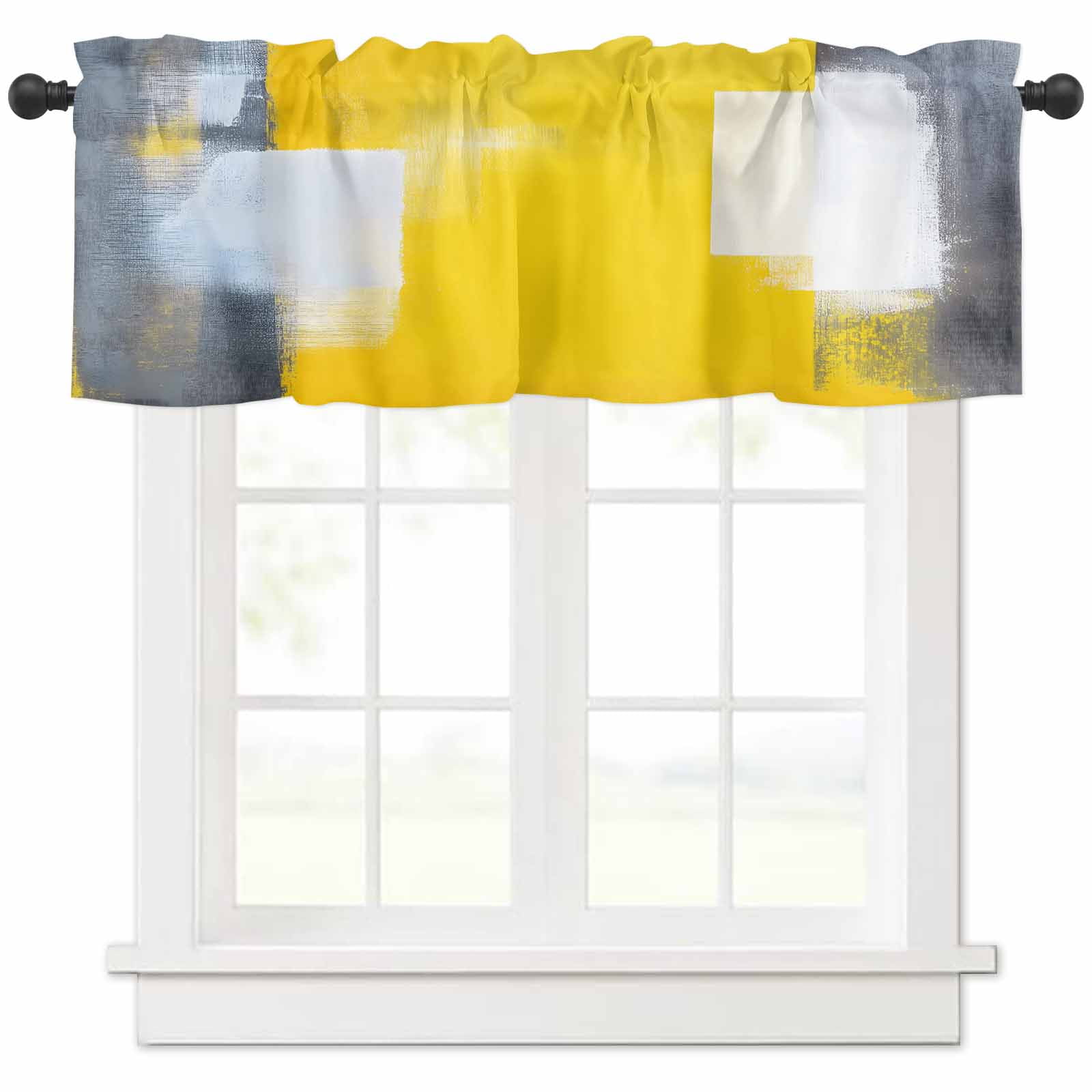 FAKULI Paint Art Valance for Windows Mottled Texture Rod Pocket ...