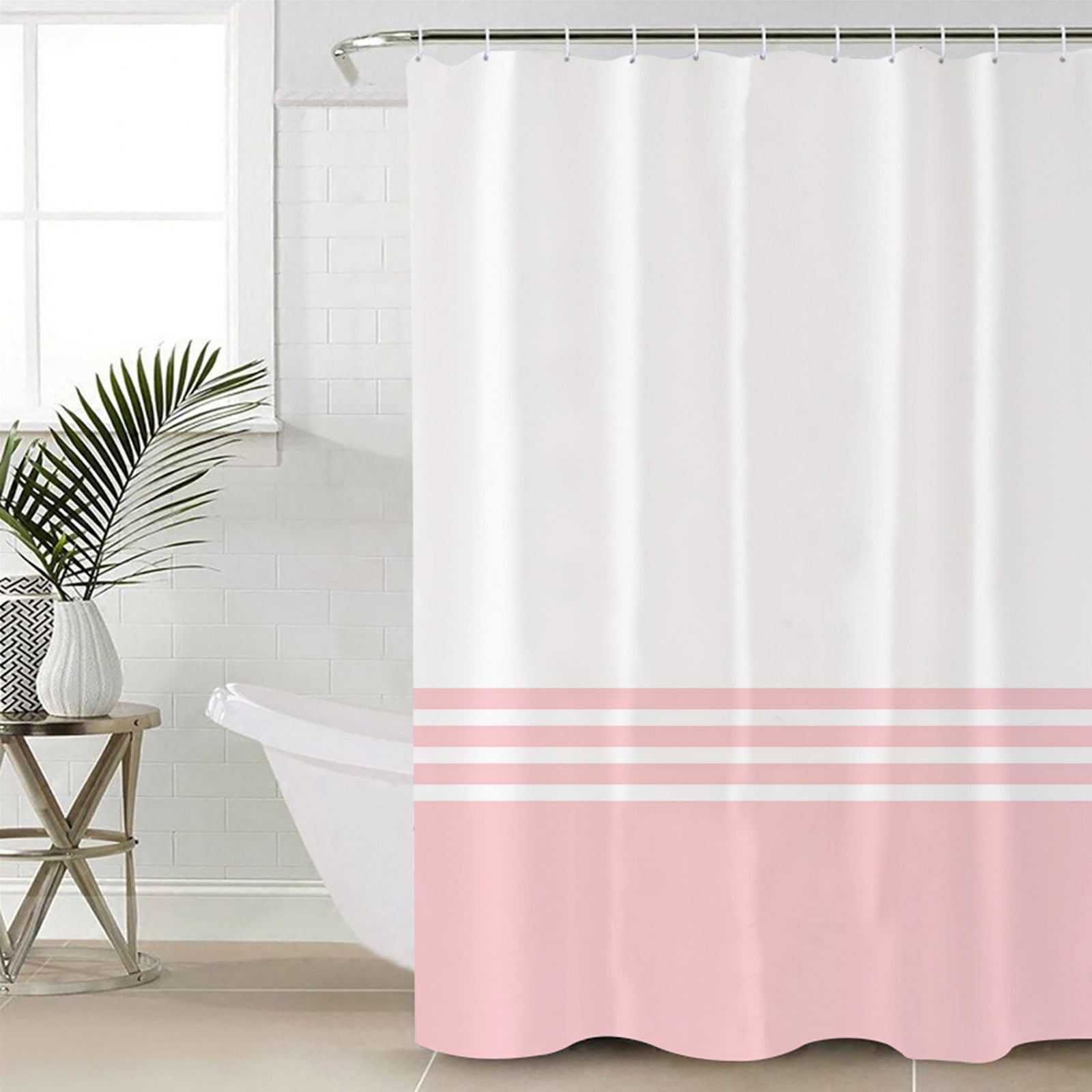 FAKULI Shower Curtain, Pink White Striped Stall Shower Curtains for Bathroom/Bathtub, Modern ...