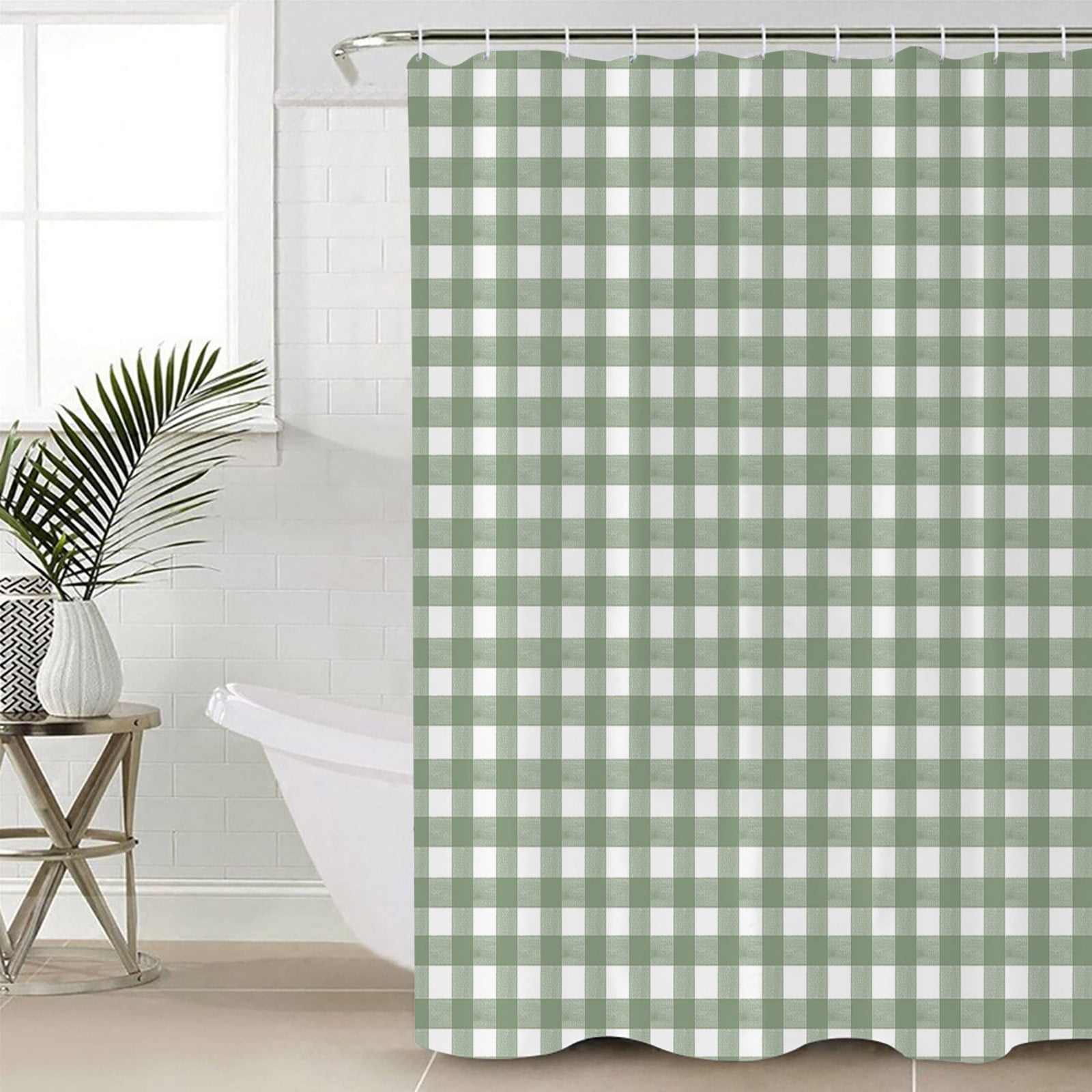 FAKULI Shower Curtain, Sage Green Buffalo Plaid Stall Shower Curtains for Bathroom/Bathtub ...
