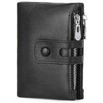 DEFNES Genuine Leather Bifold Wallet for Men with Zippered Security ...