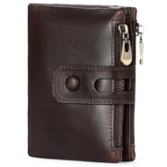 DEFNES Genuine Leather Bifold Wallet for Men with Zippered Security ...