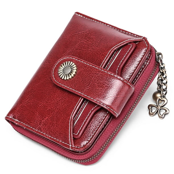 FALAN MULE Small Wallet for Women Leather RFID Blocking Bifold Zipper ...