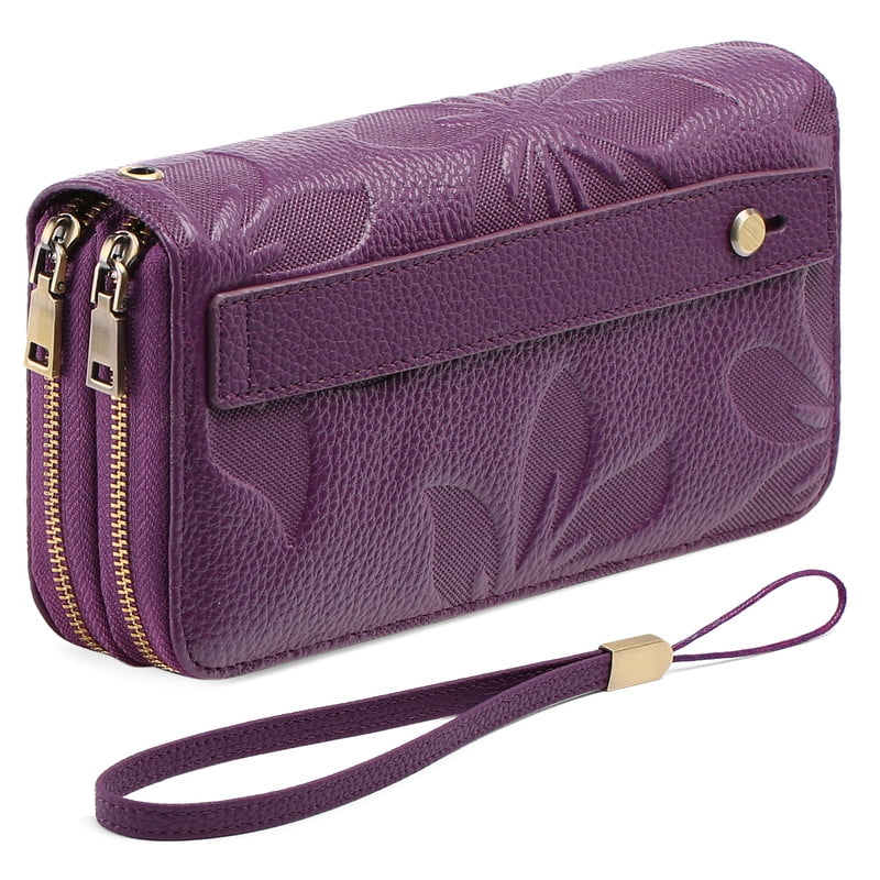 FALAN MULE Wallet for Women Double Zipper Phone Clutch RFID Blocking ...