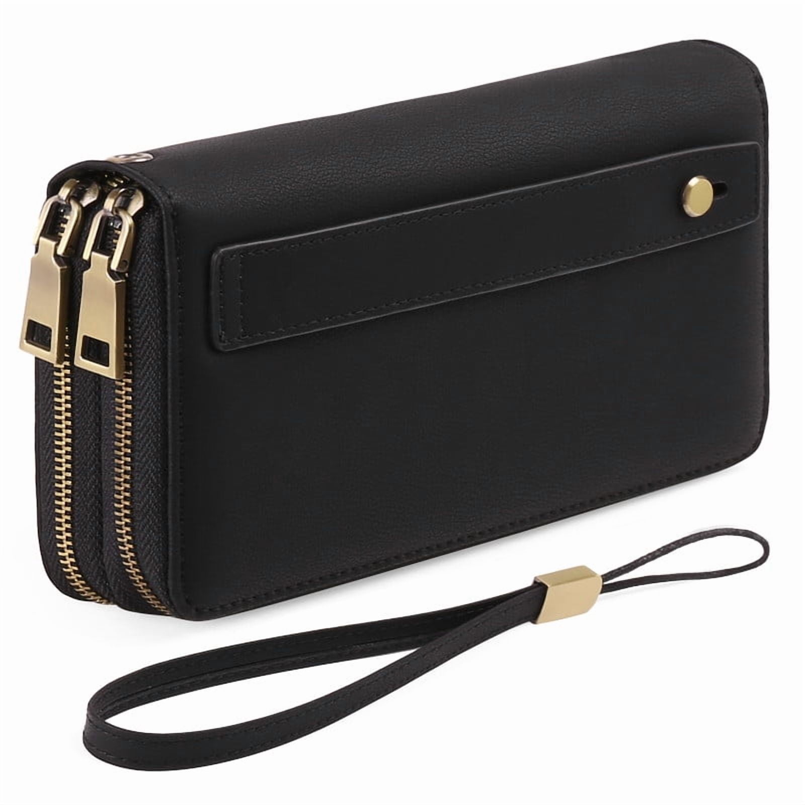 FALAN MULE Clutch Wallet with Phone Pocket, Vegan Leather RFID Wristlet ...