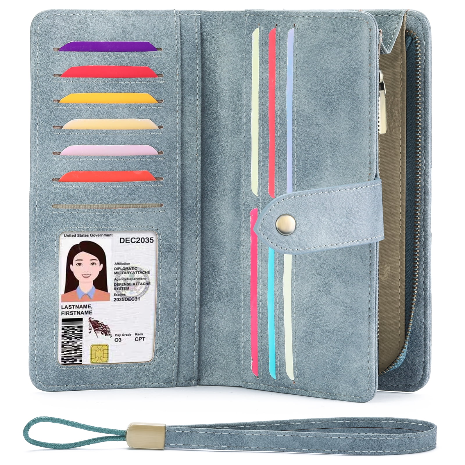 FALAN MULE Women Genuine Leather Wallet Large Capacity Bifold RFID ...