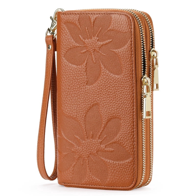 FALAN MULE, Women's Wallet, Large Capacity Double Zip RFID Leather ...