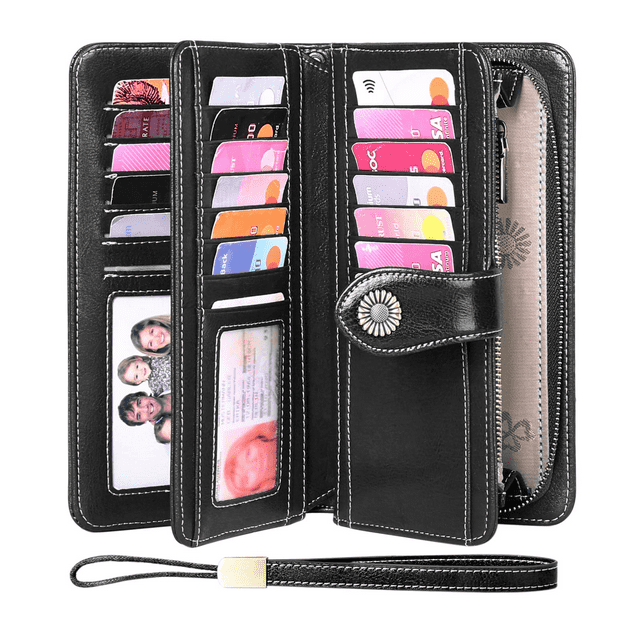 FALAN MULE Women's Genuine Leather RFID Blocking Wallet, Trifold Large ...