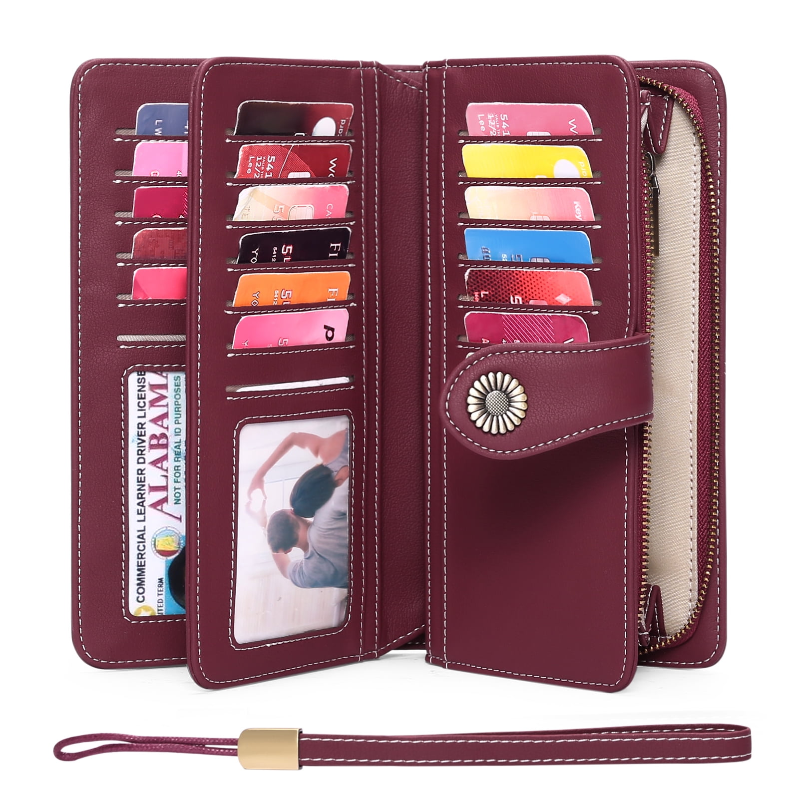FALAN MULE Wristlet Wallets for Women Genuine Leather RFID Blocking ...