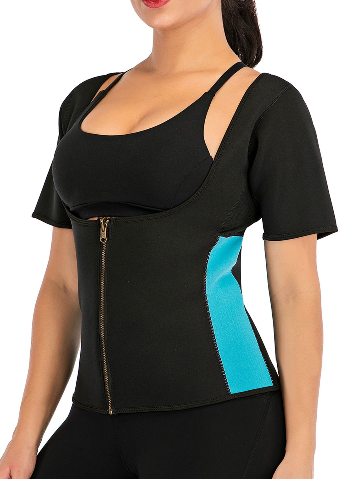 FALEXO Neoprene Sauna Body Shaper Sweat Suit Tank Top Zipper Waist ...