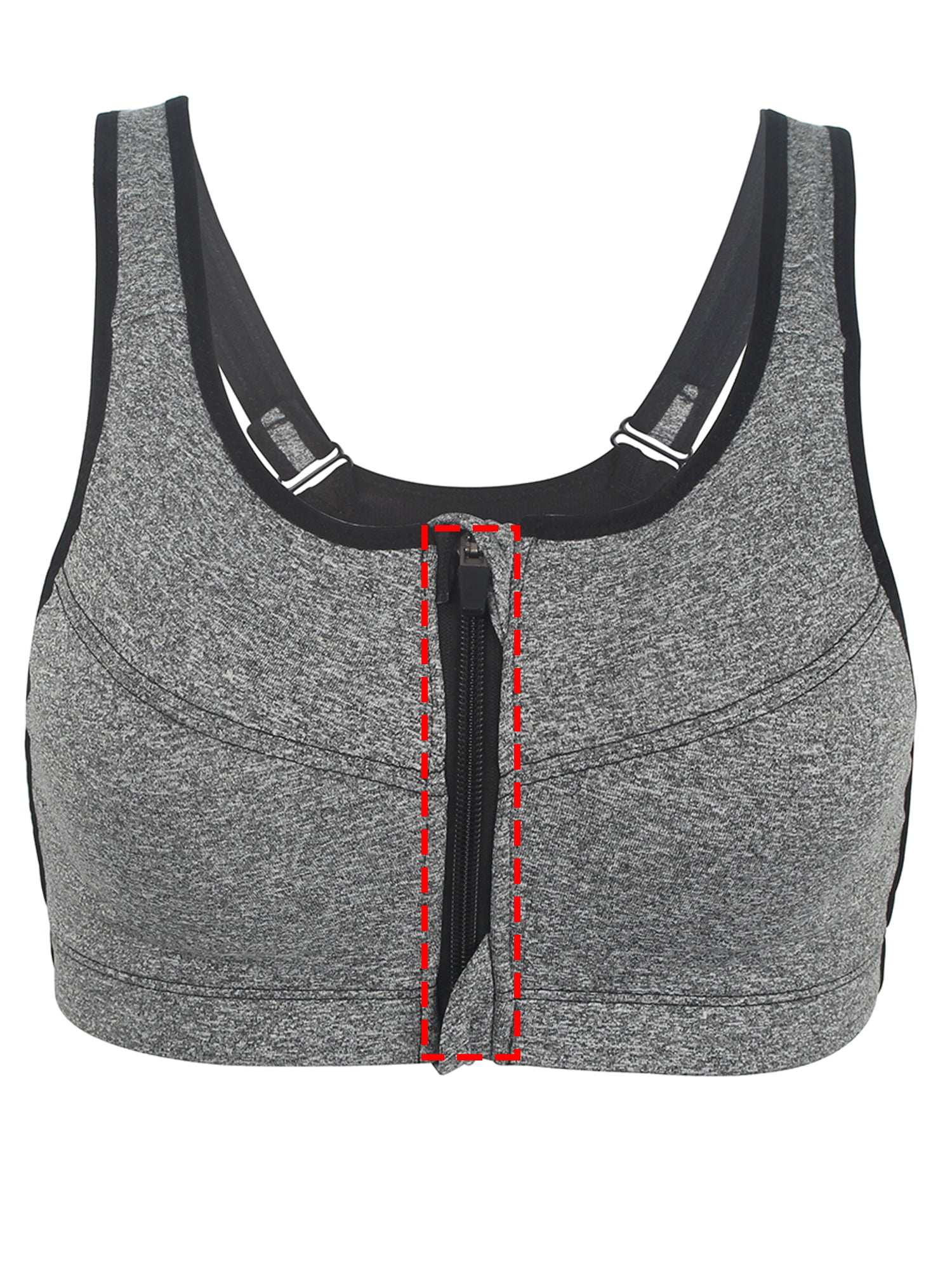 FALEXO Women Seamless Padded Front-close Zipper Sport High Impact ...