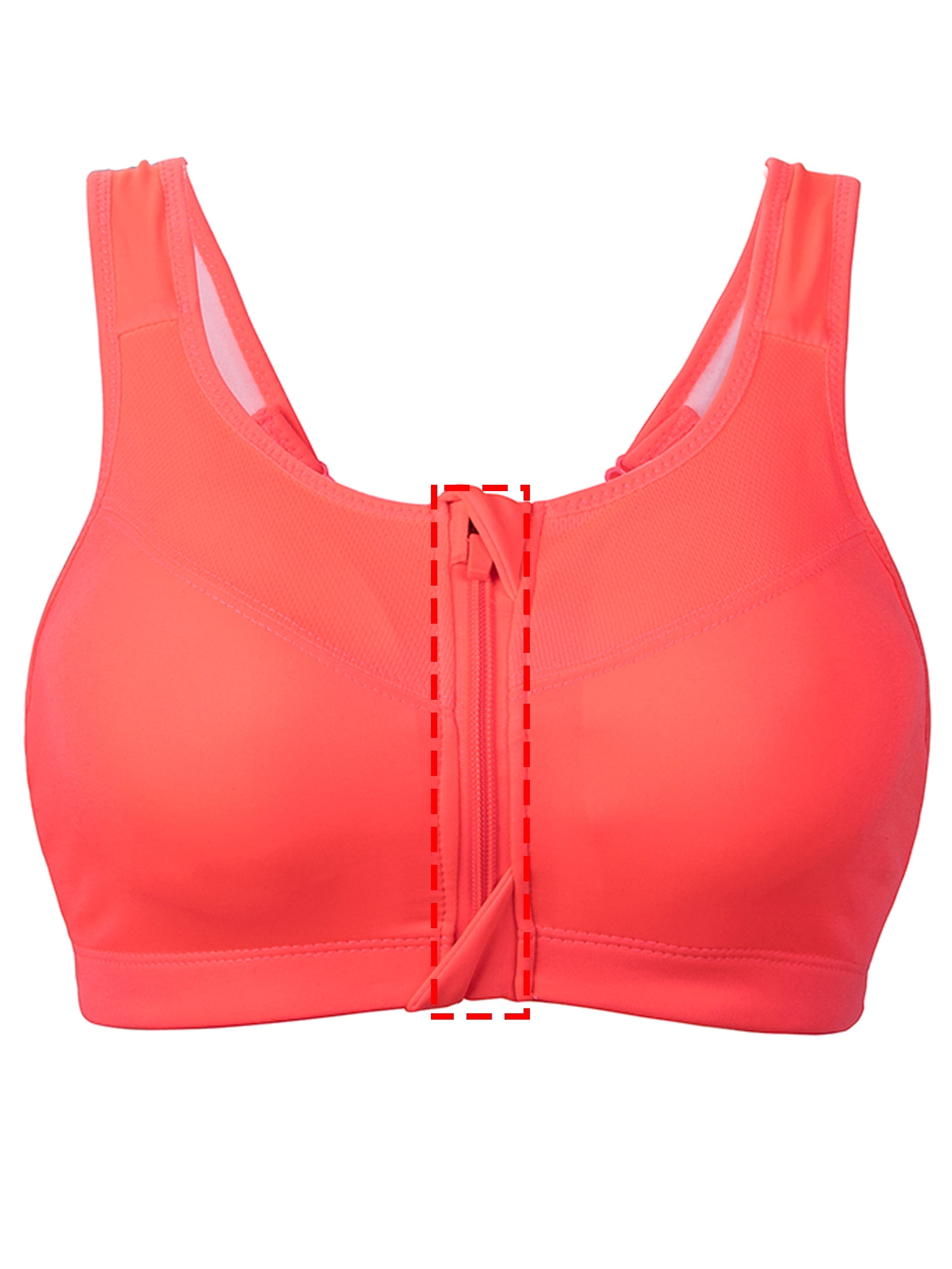 FALEXO Women Seamless Padded Front-close Zipper Sport High Impact ...