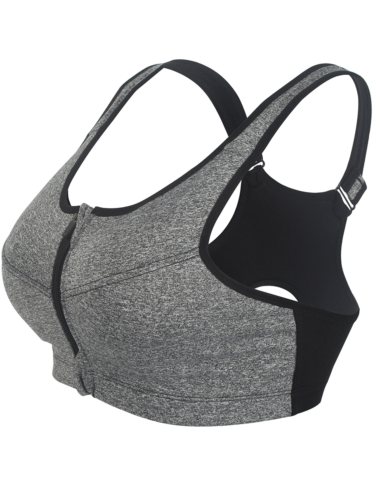 FALEXO Women's Front Closure Zipper High Impact Bras Racerback Sports ...