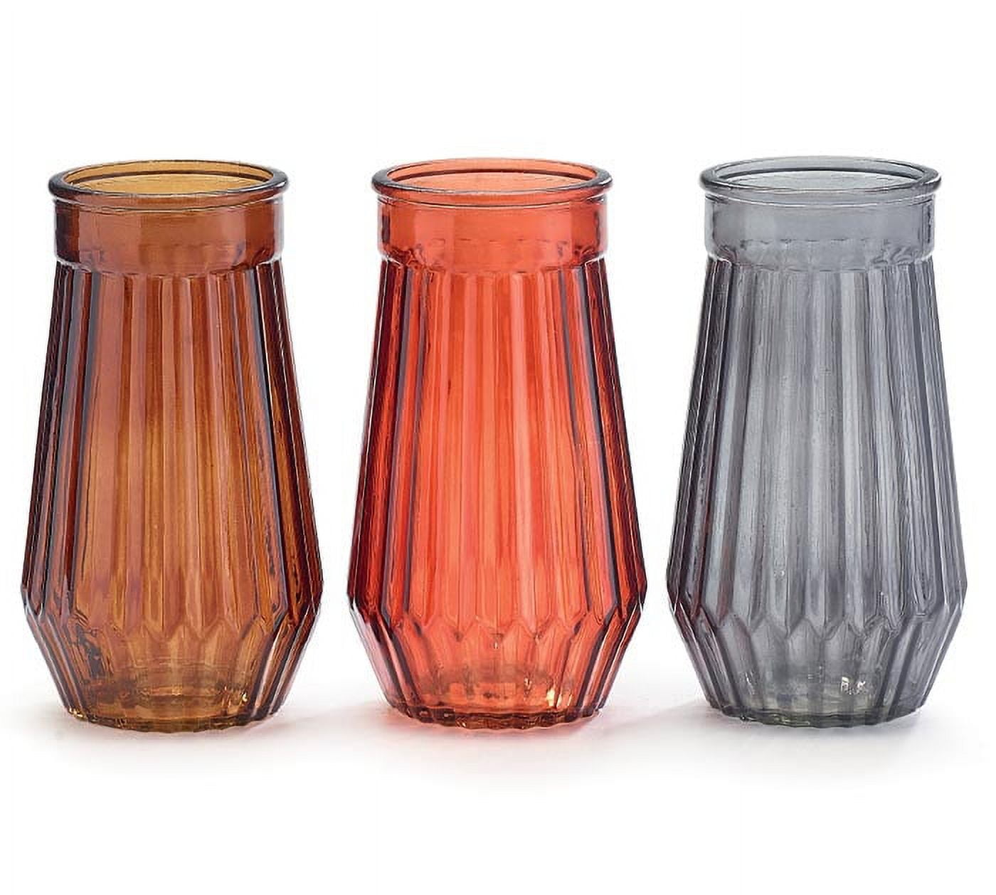 FALL COLORS RIBBED GLASS VASES - Walmart.com
