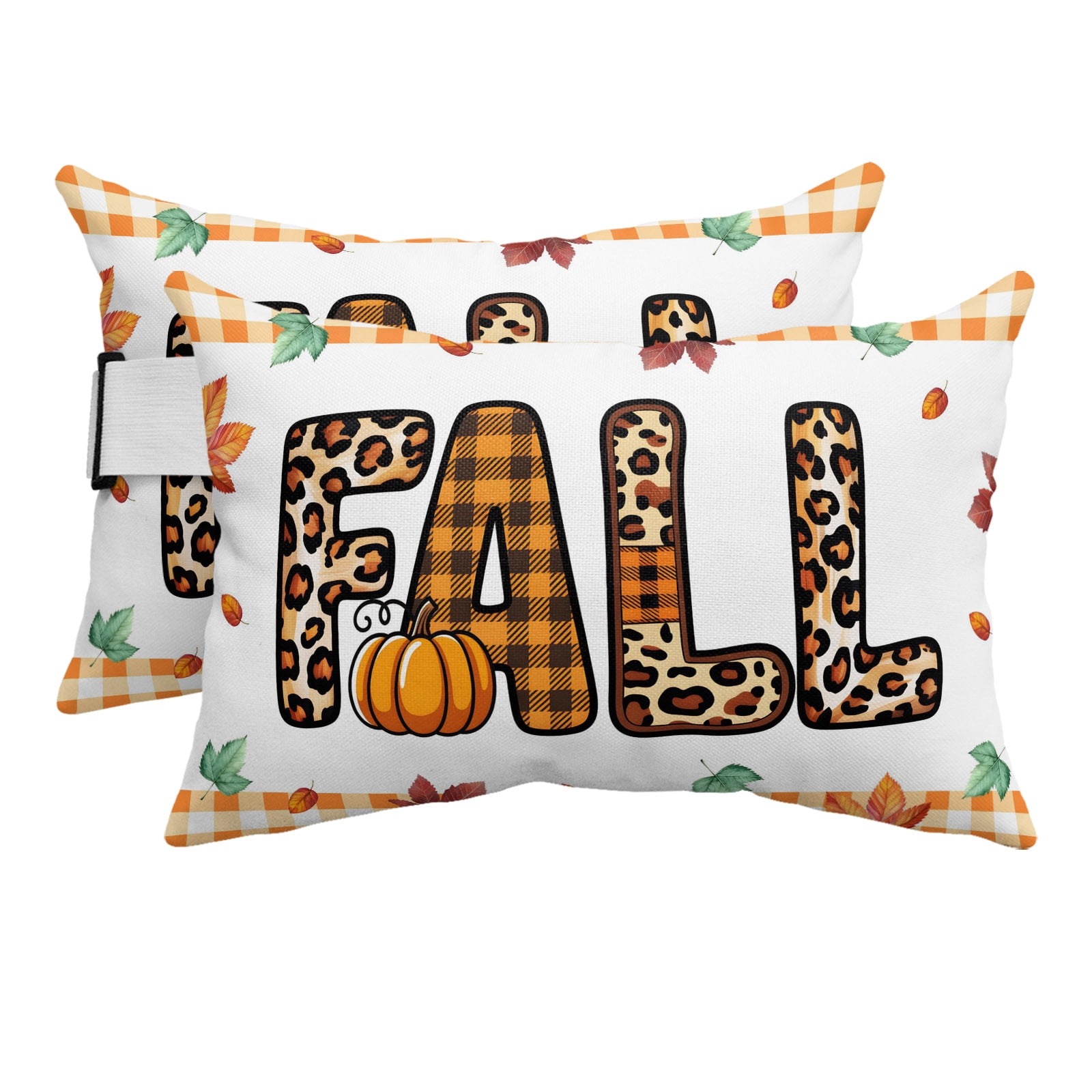 FALL Leopard Print Maple Leaf Outdoor Pillow for Chaise Lounge Chair ...