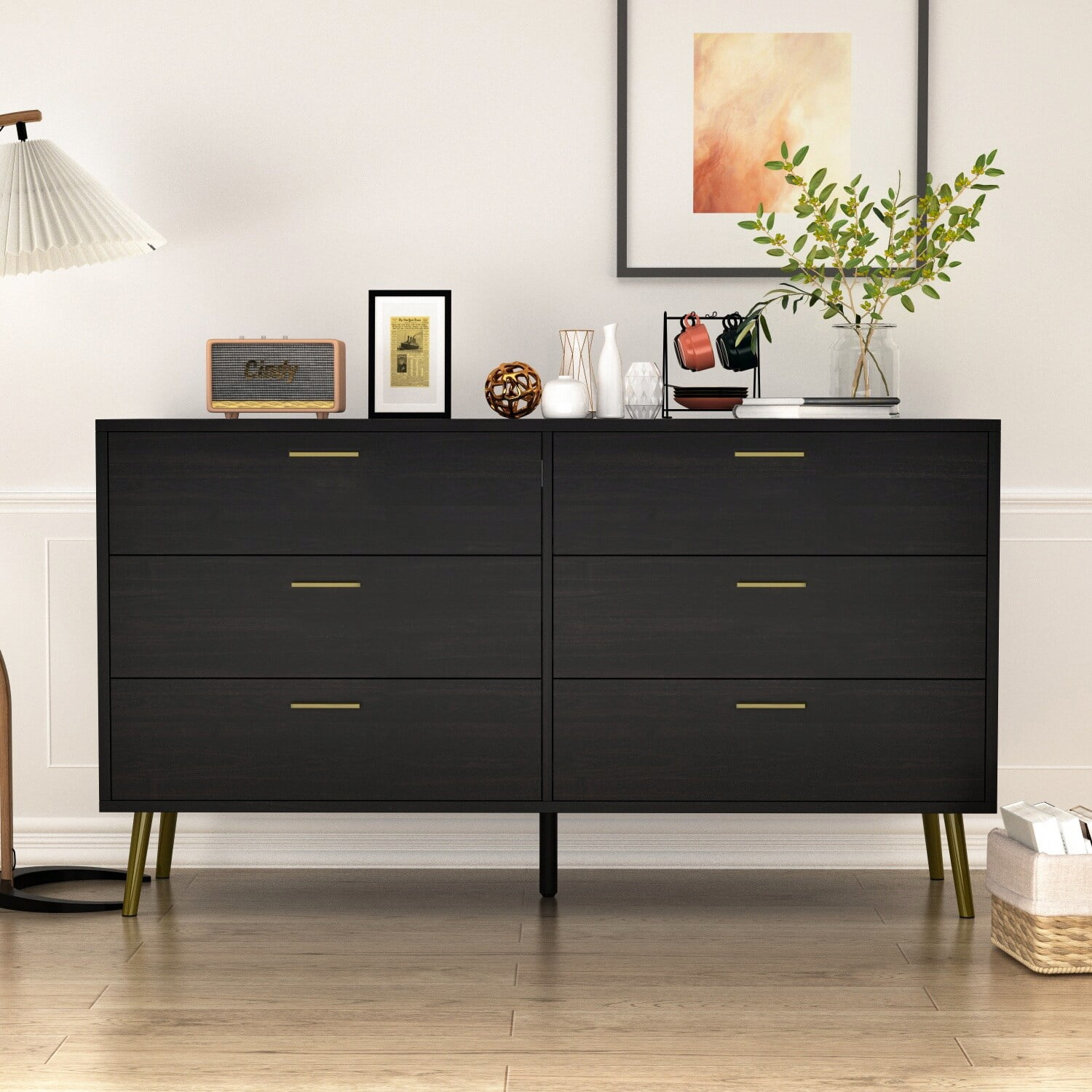 FAMAPY Modern 6 Drawer Storage Chest Double Dresser Sideboard Cabinet ...