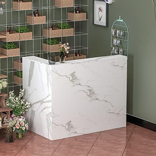 FAMAPY Modern Reception Desk Counter Desk, Large Storage Shelves and ...