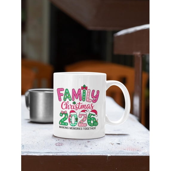 FAMILY CH1Ristmas 2026 Mug Fest H1oliday Cup with Hearelt Typography ...