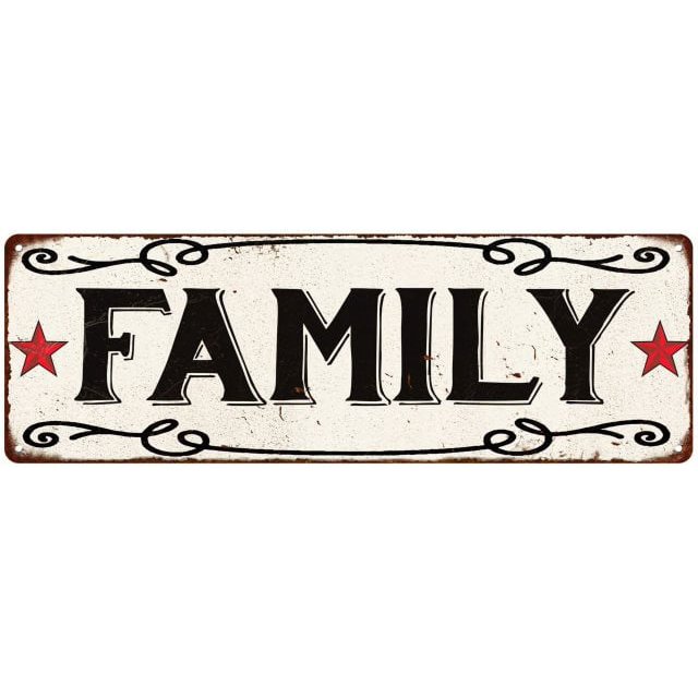 FAMILY Country Style w/Red Stars Vintage Look Metal Sign 8x24 ...
