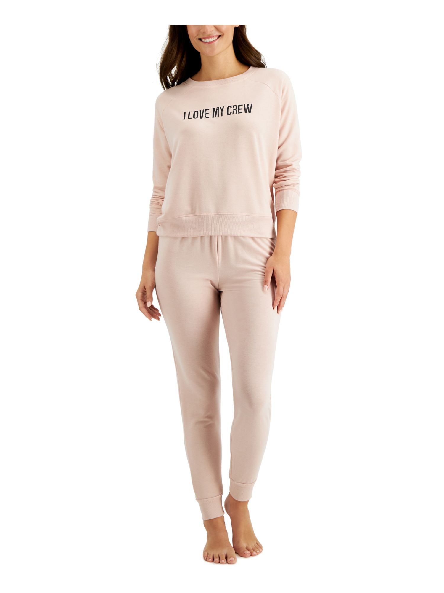 FAMILY PJs Sets Pink Stretch Printed Long Sleeve Crew Neck Lounge ...