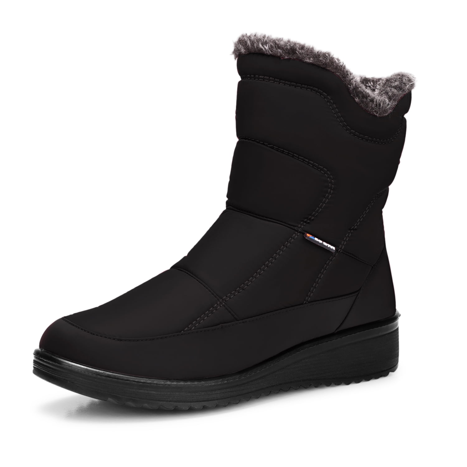 FAMITION Women's Winter Snow Boots Waterproof Mid Calf Non-Slip Thermal ...