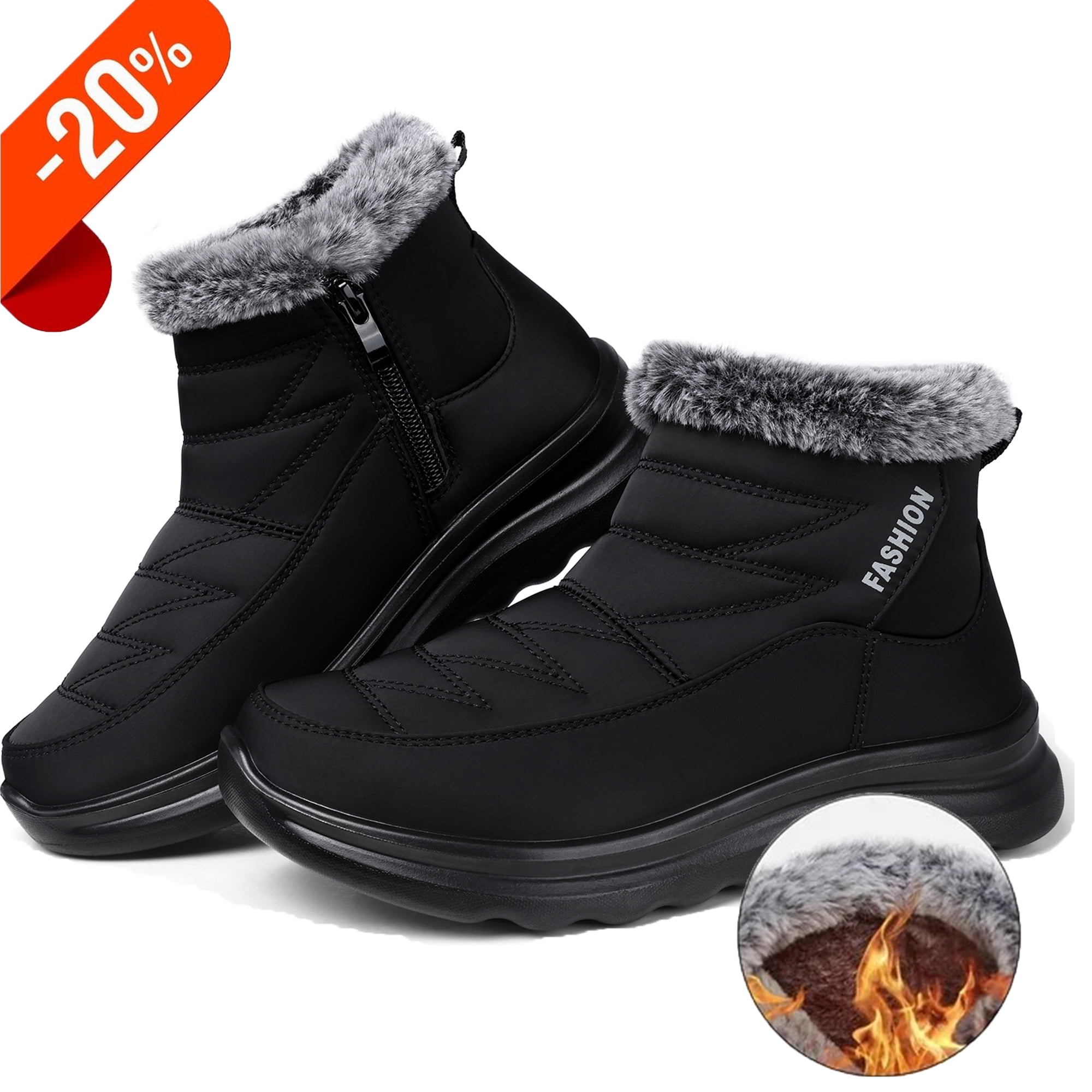 FAMITION Womens Winter Snow Boots Warm Faux Fur Lined Winter Boots ...