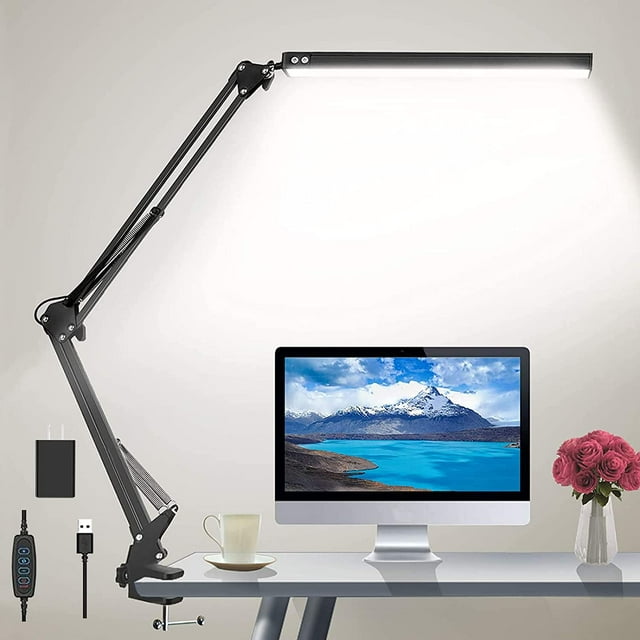 FAMKIT LED Desk Lamp, Long USB Work Light with Swing Arm, 3 Modes, 10 ...