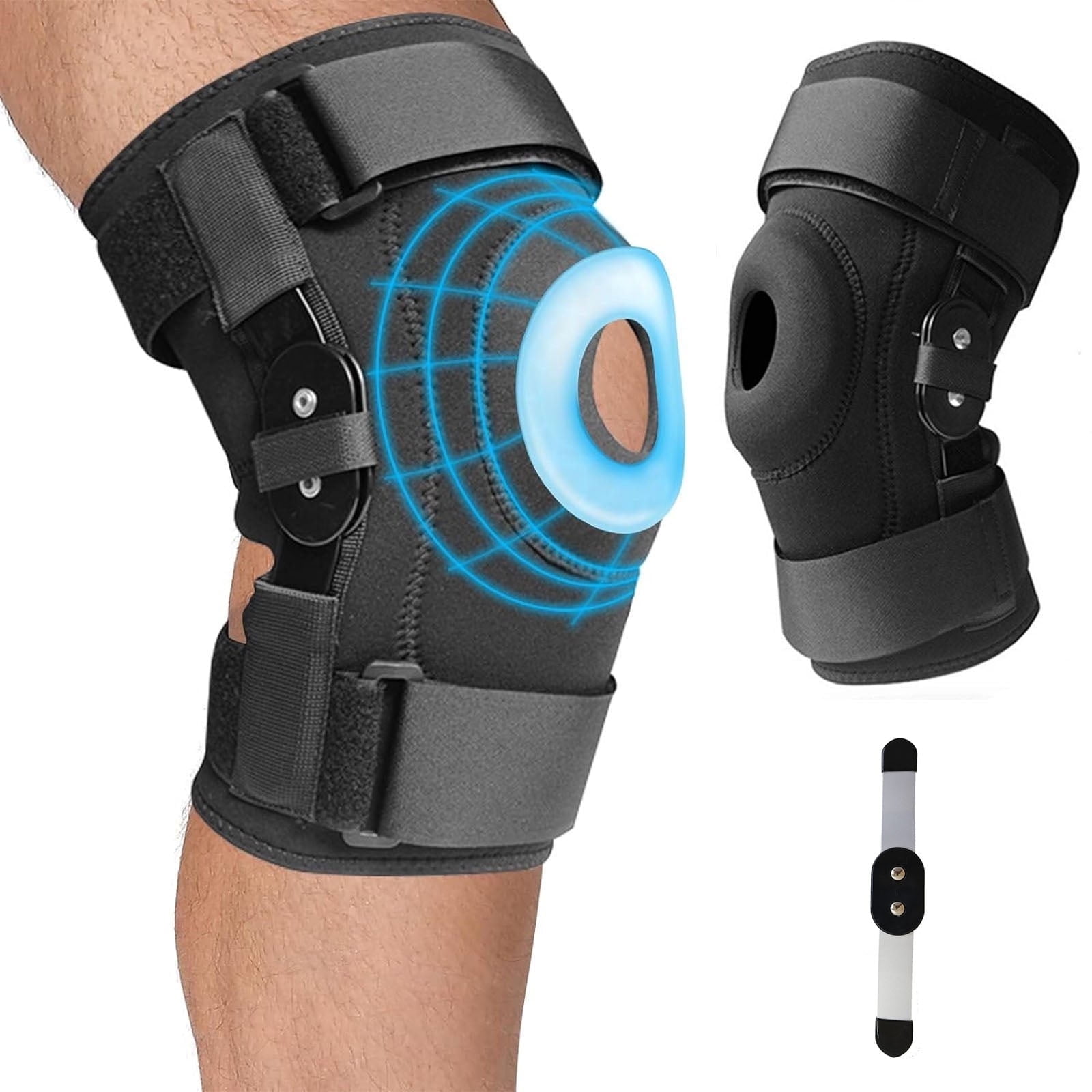 FAMKIT Hinged Knee Brace with Side Stabilizers, Adjustable Knee ...